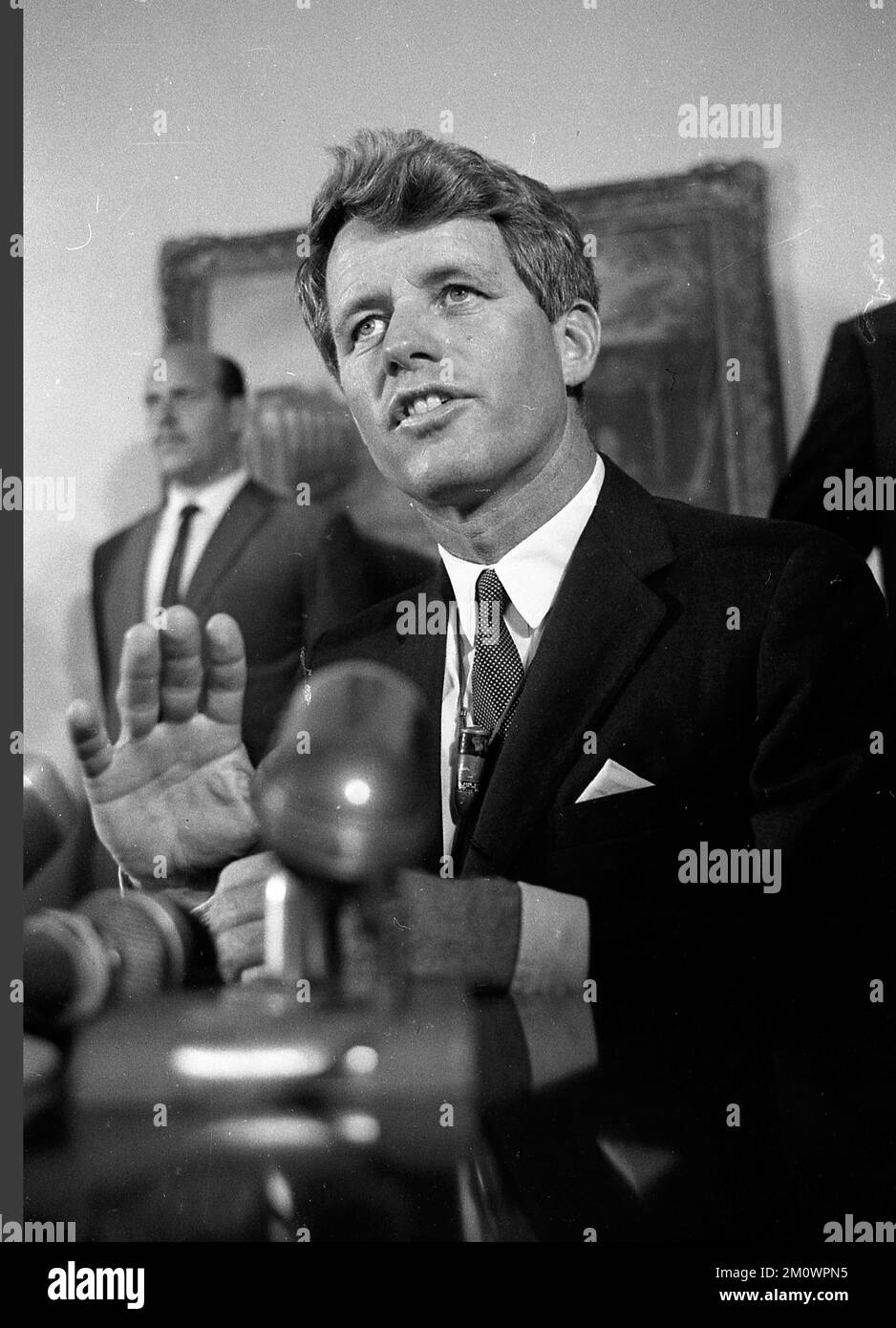 Robert Kennedy, American politician, during his press conference at the ...