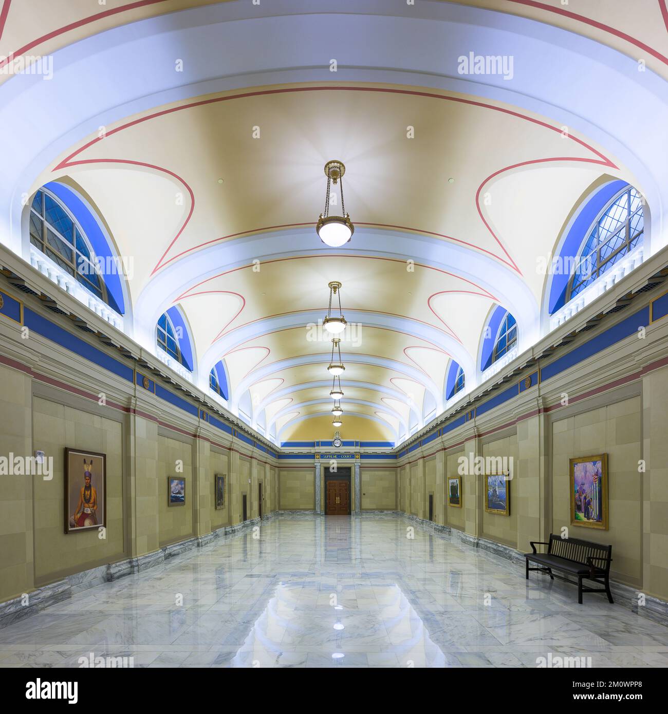 Corridor to the historic Supreme Court chamber in the Oklahoma State ...