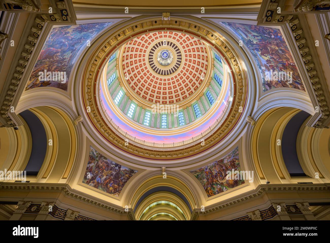 Inner dome from the rotunda of the Oklahoma State Capitol building in ...
