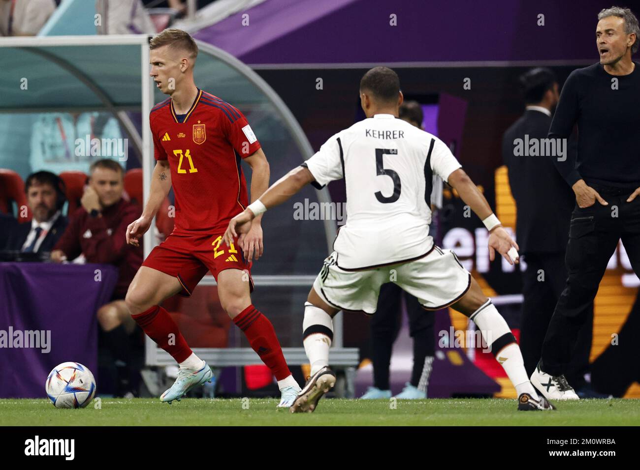 AL KHOR - (l-r) Daniel Olmo of Spain, Thilo Kehrer of Germany during ...