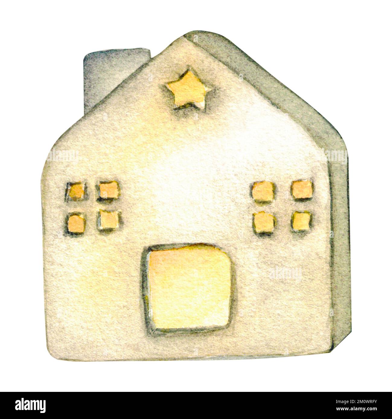 Ceramic house flashlight. Watercolor illustration interior of living ...