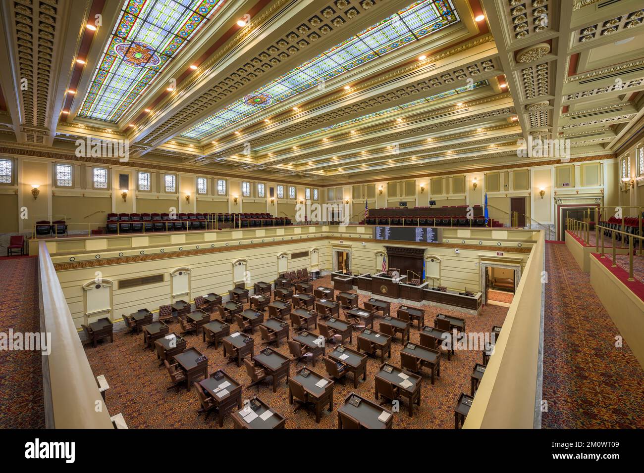 Senate chamber from the gallery of the Oklahoma State Capitol building ...