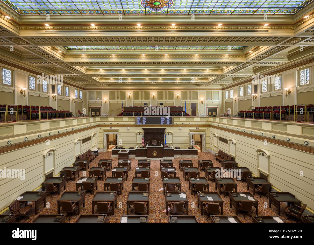 Senate chamber from the gallery of the Oklahoma State Capitol building ...