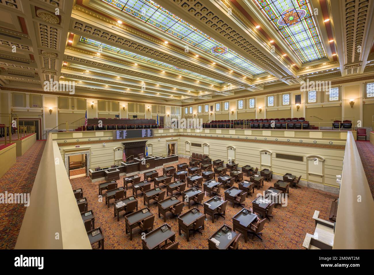 Senate chamber from the gallery of the Oklahoma State Capitol building ...