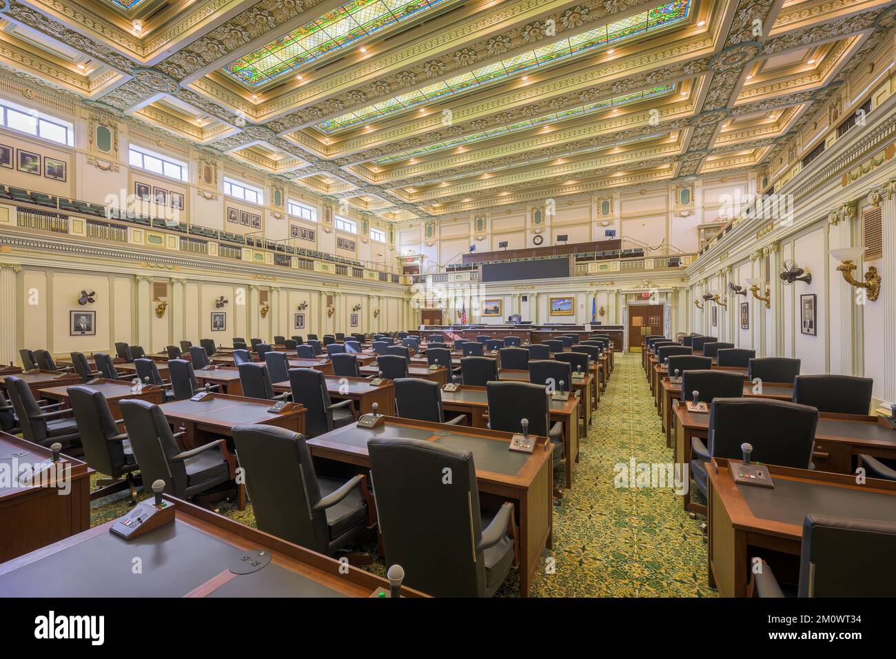 Floor of the historic House of Representatives chamber of the Oklahoma ...