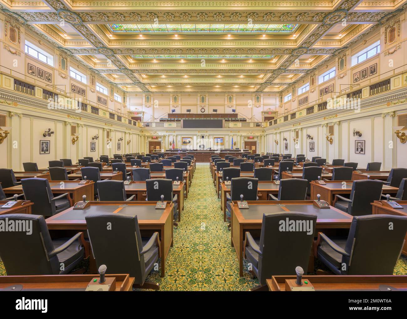 Floor of the historic House of Representatives chamber of the Oklahoma ...