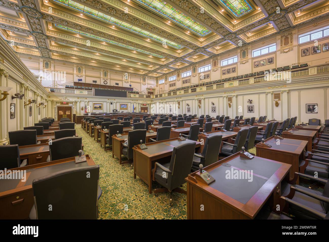 Floor of the historic House of Representatives chamber of the Oklahoma ...