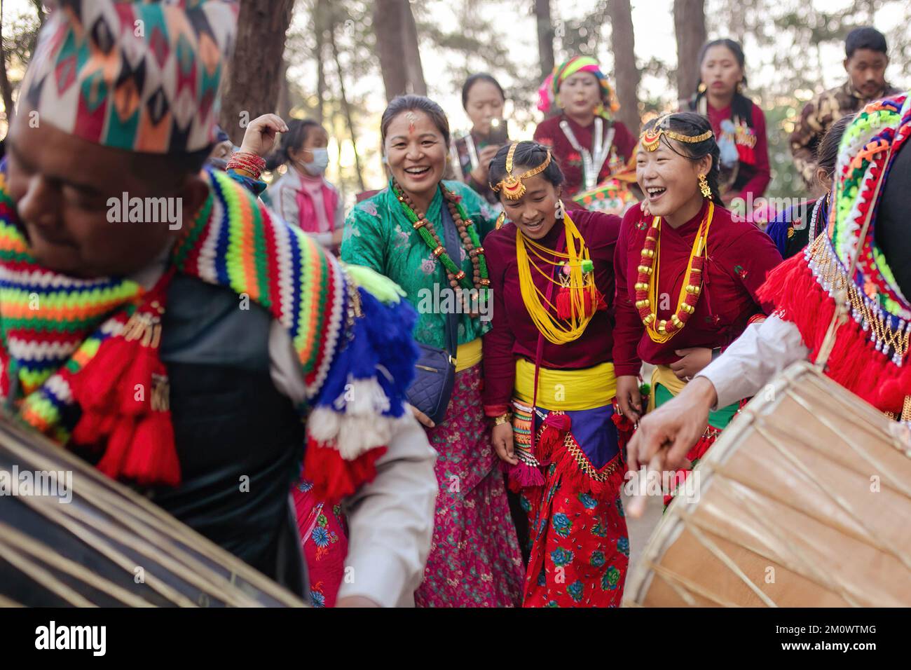 Kathmandu, Nepal. 08th Dec, 2022. People of the Kirat community wearing ...