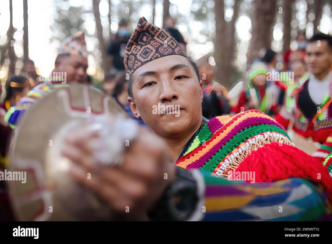 A man from the Kirat community wearing traditional attire seen during ...