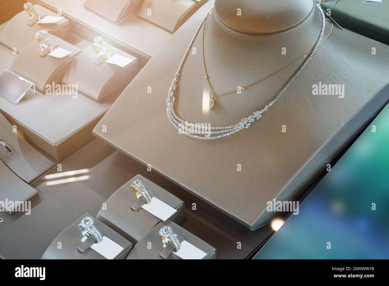 jewelry diamond shop with rings and necklaces luxury retail store ...