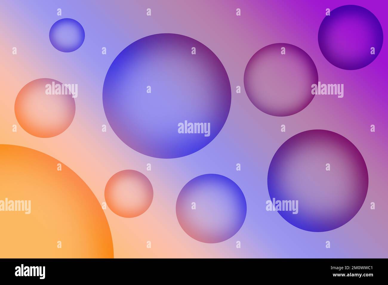 Gradient Purple and Orange Colored 3D Various Sized Spheres Symbolized ...