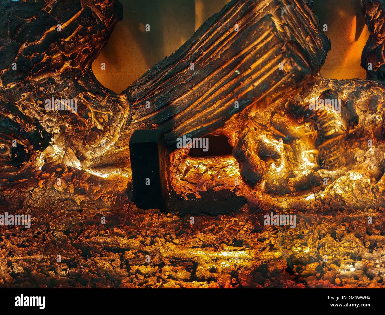 Abstract design of glowing fiery embers in a fireplace Stock Photo - Alamy