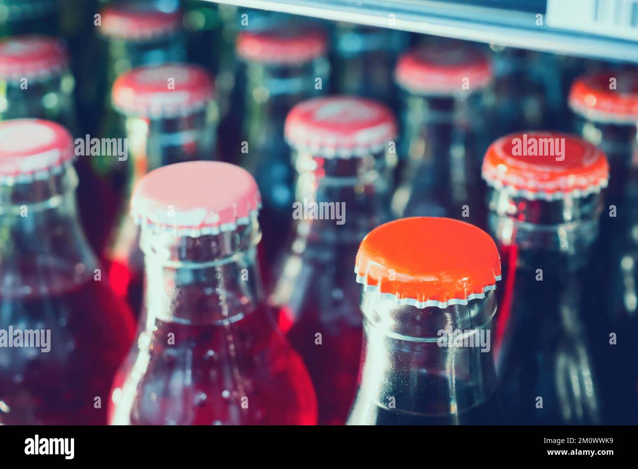 soft drinks in bottles background Stock Photo - Alamy