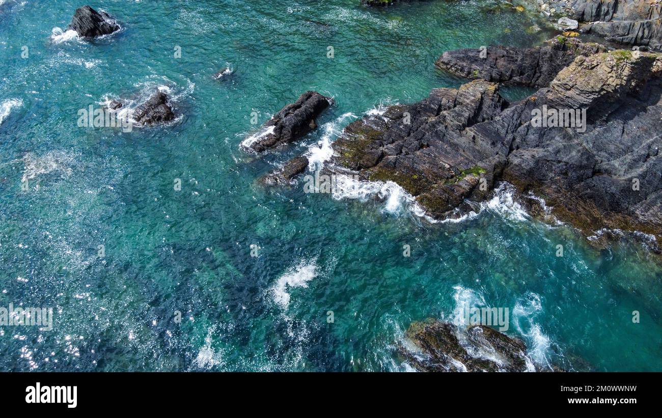 Beautiful sea rocks and turquoise water. Seascape top view. Beautiful ...