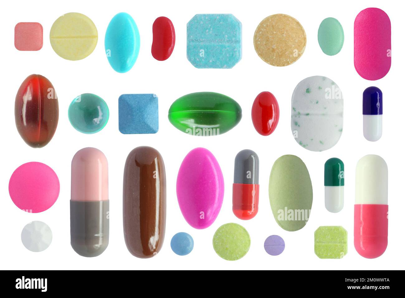 colorful pills isolated on white background Stock Photo - Alamy