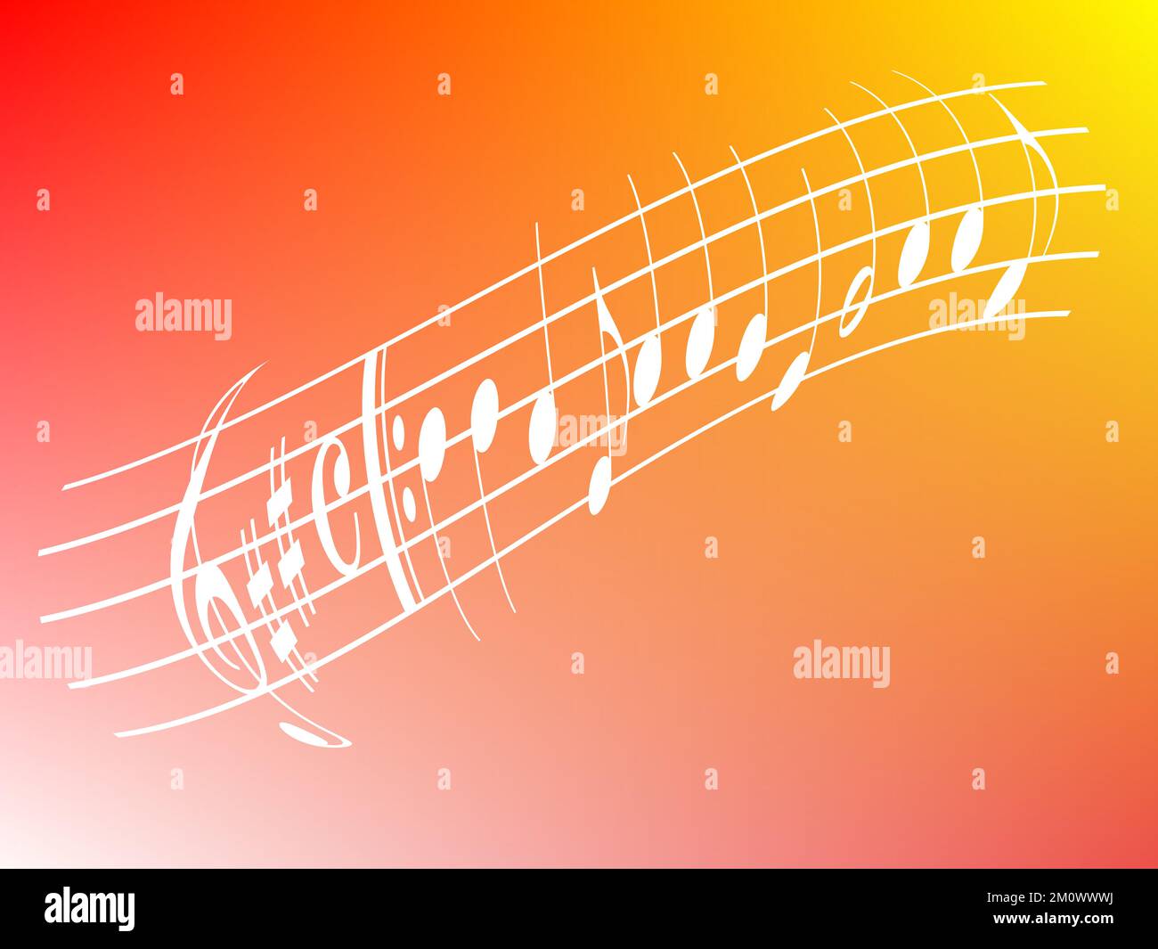 Sheet music and treble clef in an illustration Stock Photo - Alamy
