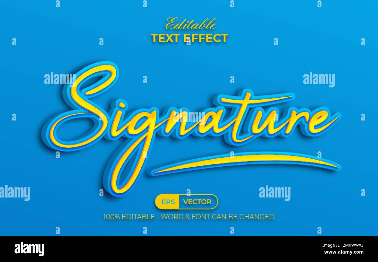 A vector of 'signature' word in yellow in blue background Stock Vector ...
