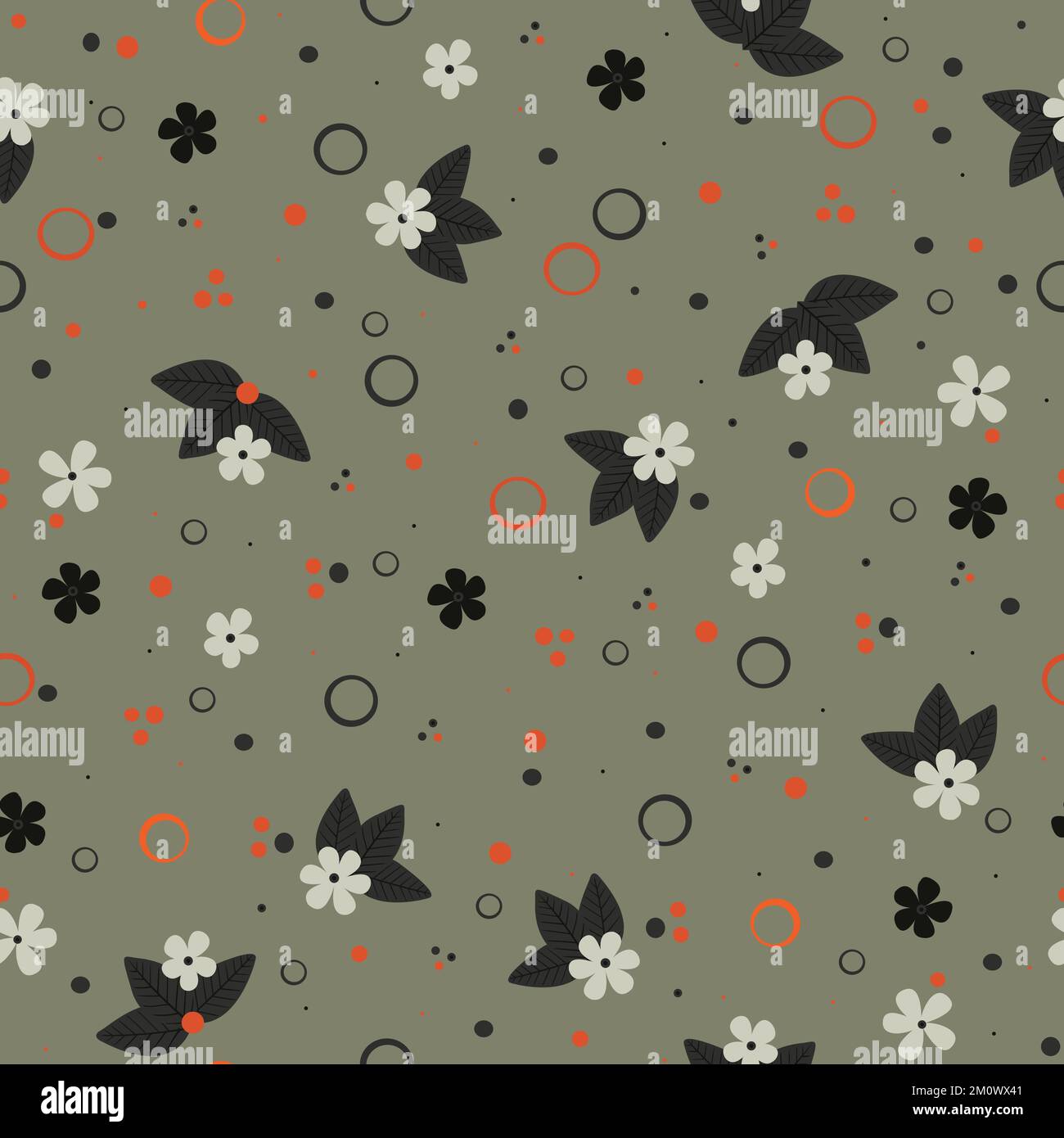 Gray flowers isolated vector seamless pattern Stock Vector Image & Art ...