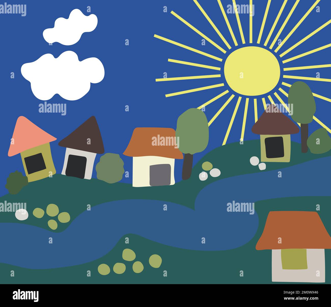 Cartoon vector landscape illustration Stock Vector Image & Art - Alamy