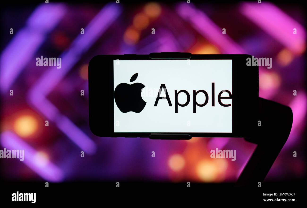 In this photo illustration, apple mobile company logo is seen on a ...