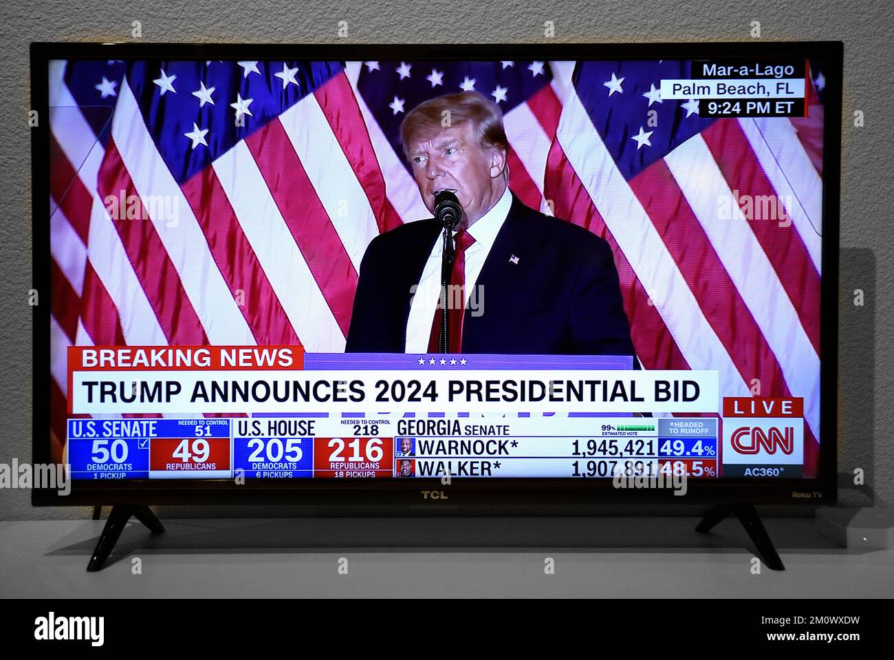 A CNN television screen shot of former U.S. President Donald Trump ...