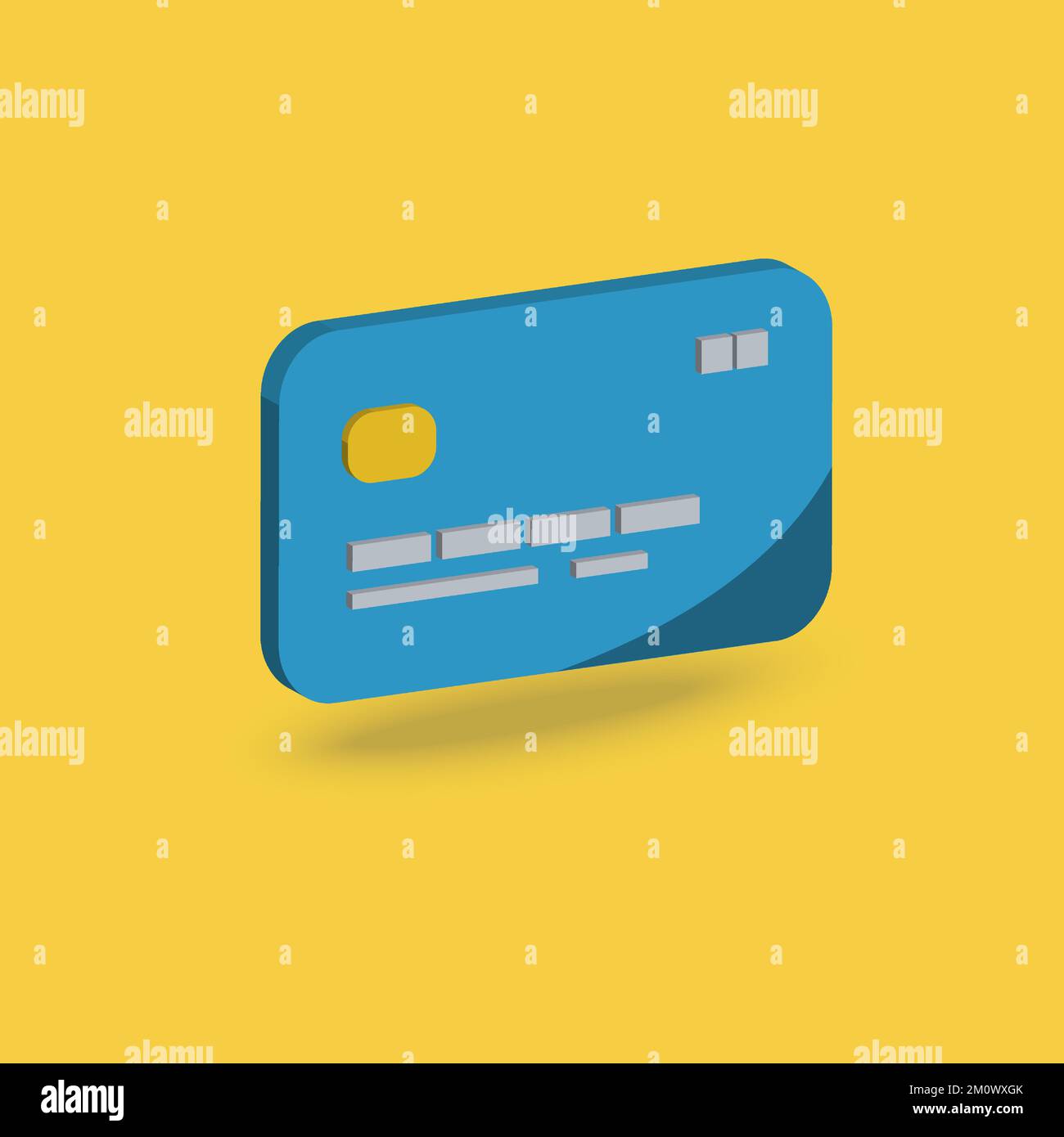 Vector graphic of 3D Isometric credit Card illustration. Using blue, white and yellow color ...
