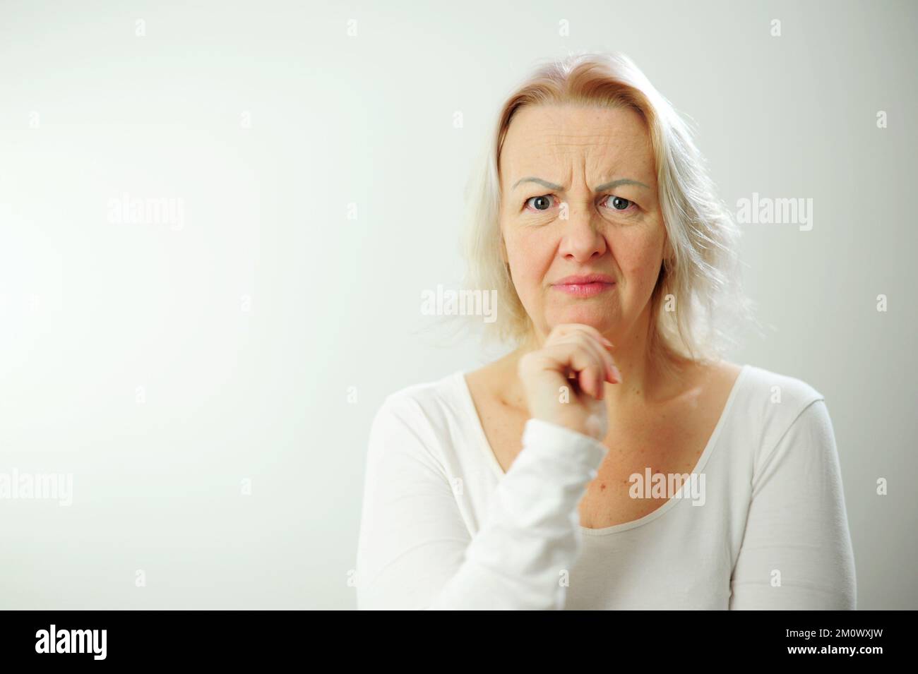 confused female feels unhappy problem in personal life quarrel break up ...