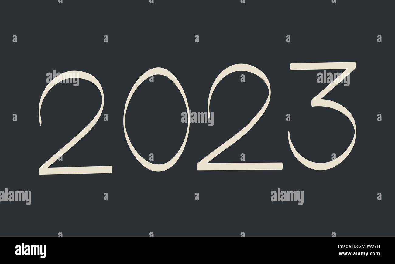 New year 2023 numbers. Christmas vector. Hand drawn xmas silhouette ...