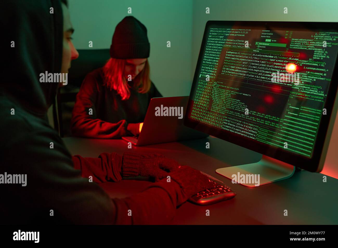 Anonymous People Using Computer And Programming To Break Code Cyber Security Threat Internet