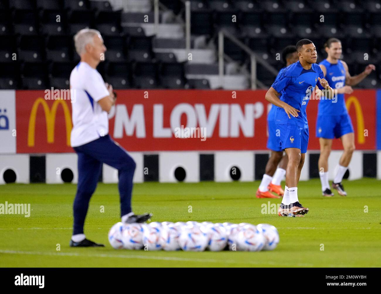 France's Kylian Mbappe during a training session at the Al Sadd SC ...