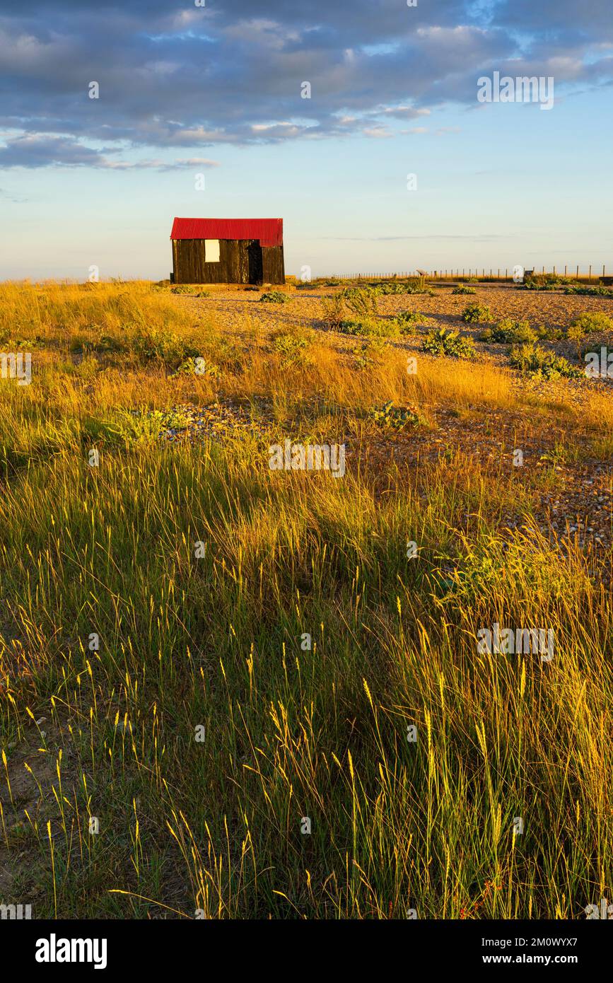 Rye Harbour Nature Reserve at sunset Hut with red roof Red Roofed Hut ...