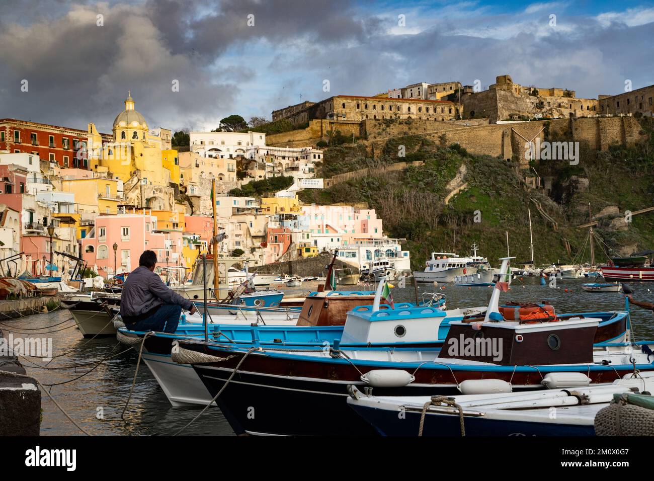 beautiful italian island procida famous for its colorful marina, tiny ...