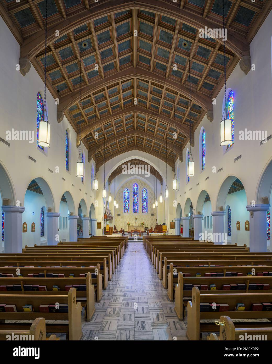 Interior and nave of the historic Cathedral of St. John in downtown ...