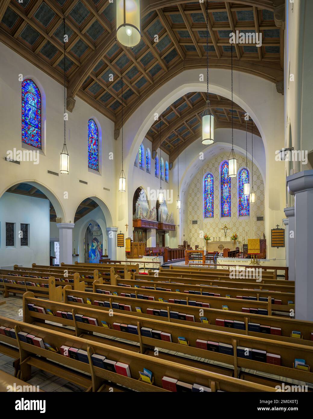Interior and nave of the historic Cathedral of St. John in downtown ...
