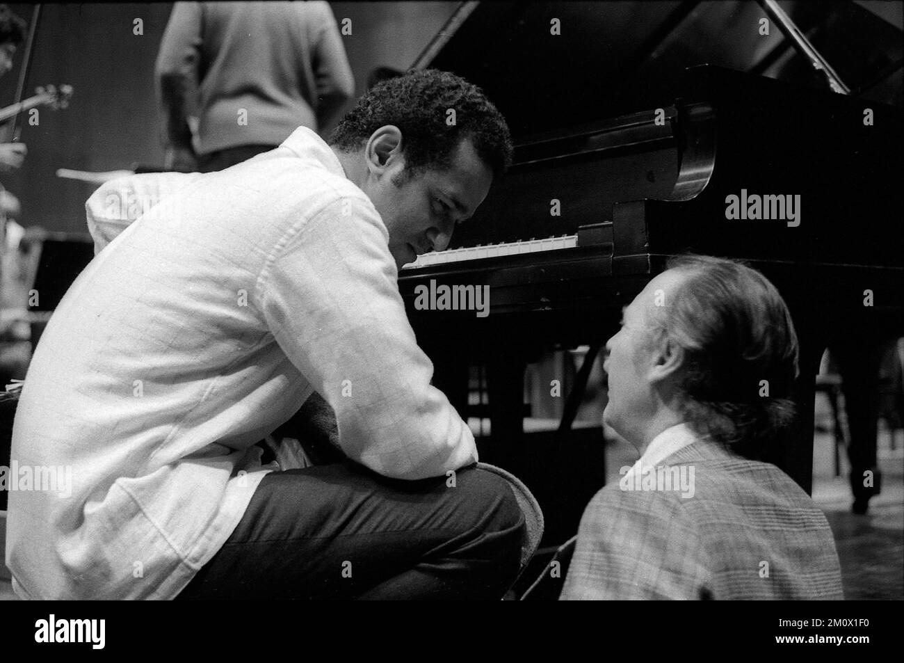 André Watts, American classical pianist, during a rehearsal with the ...