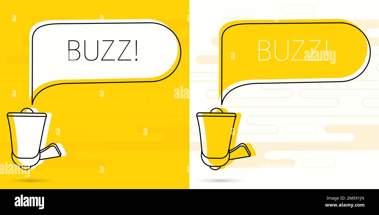 Buzz. Megaphone and colorful yellow speech bubble with quote. Blog ...