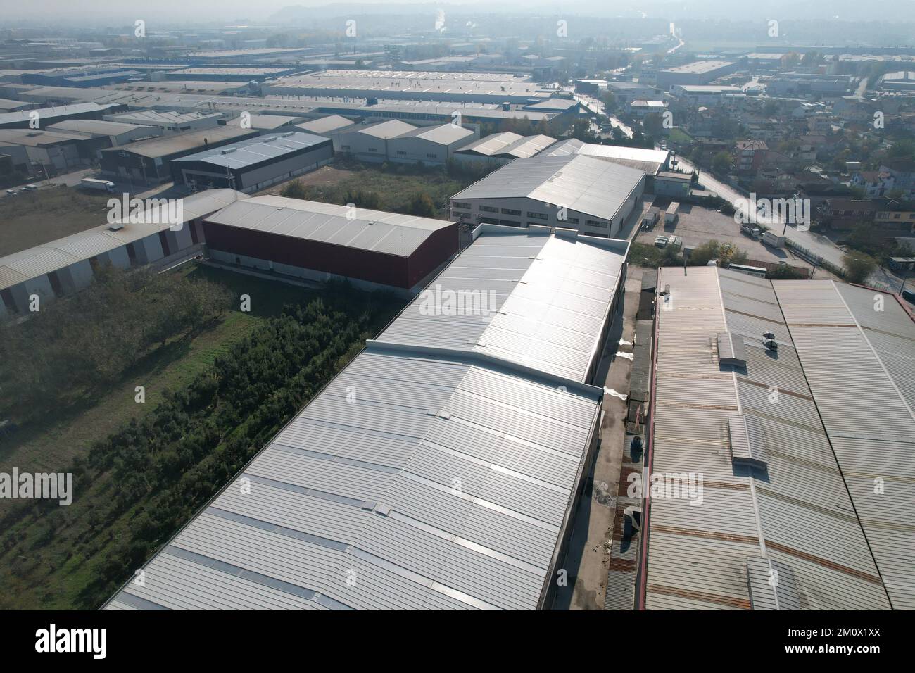 factorys, aerial factory view and warehouses Stock Photo - Alamy
