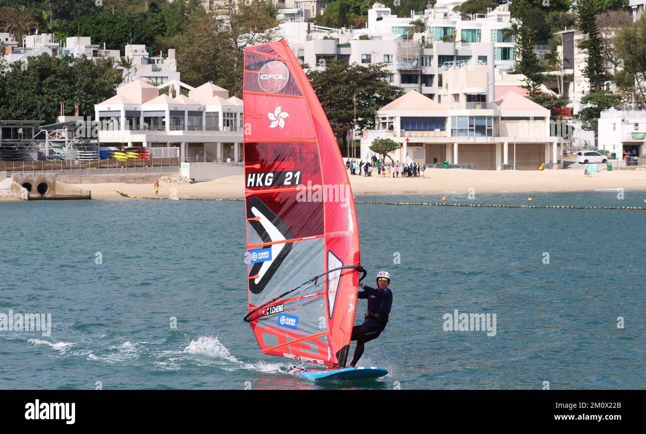 Windsurfing athlete Cheng Ching-yin in action during day one of the ...