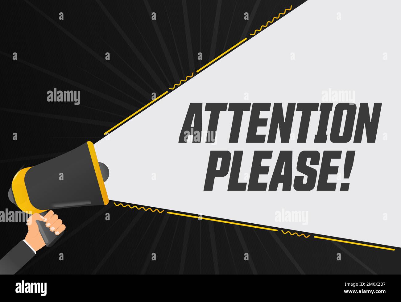 Attention please. Megaphone in hand promotion banner. Promotional ...