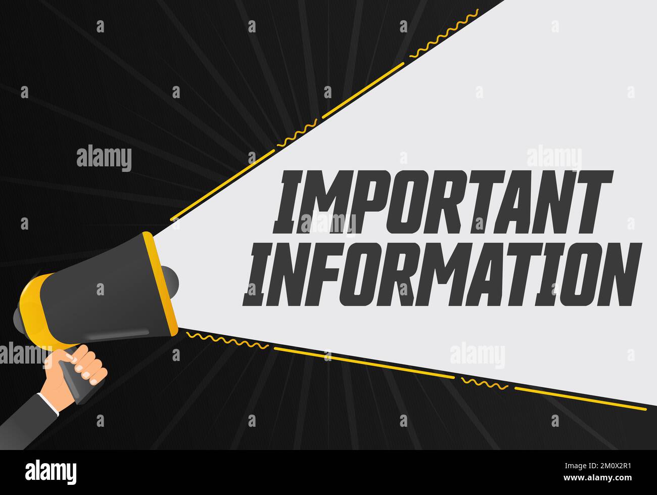 Important information. Megaphone in hand promotion banner. Promotional ...