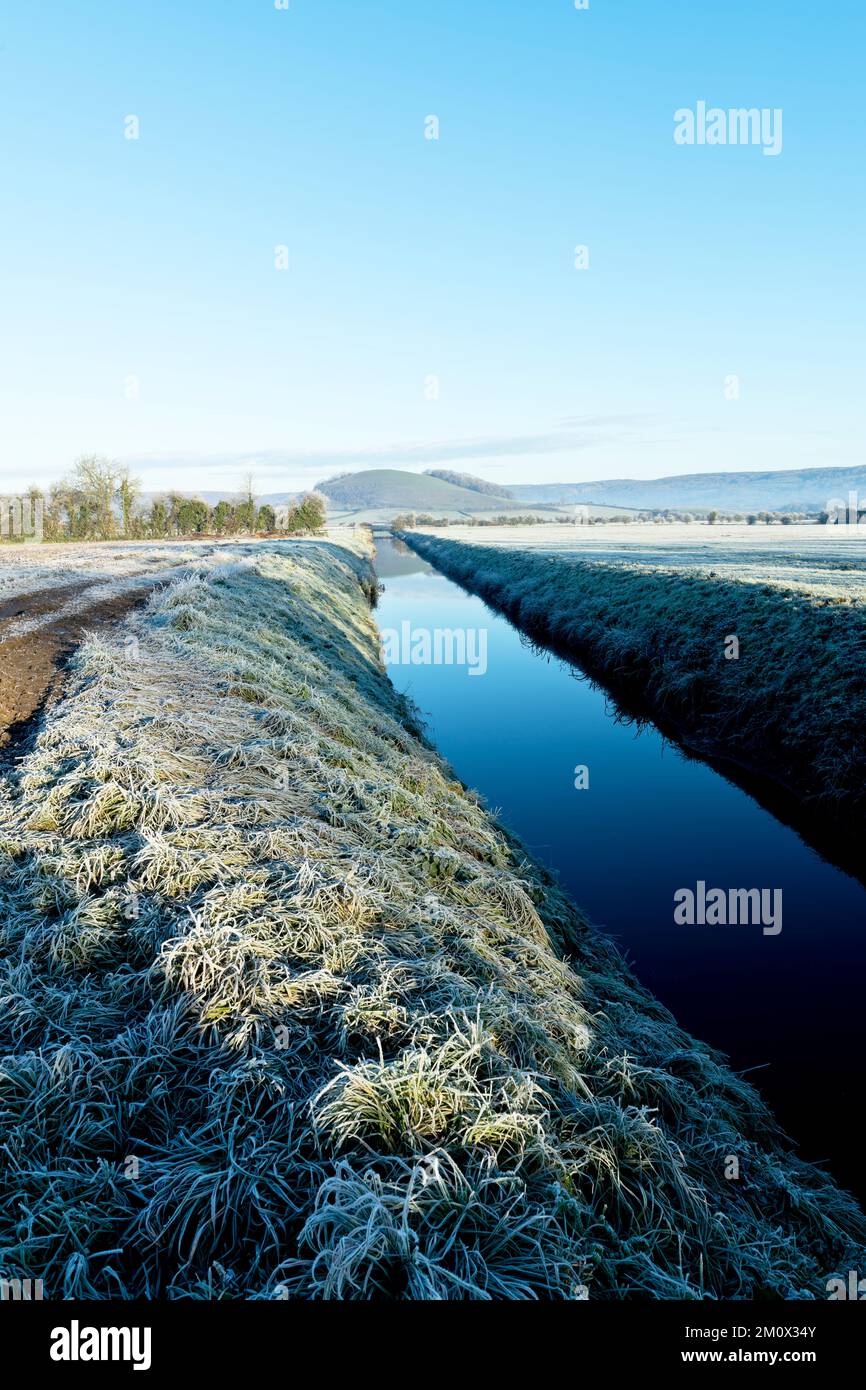 Winter landscape in the Cheddar Valley and Mendip Hills Somerset Stock ...