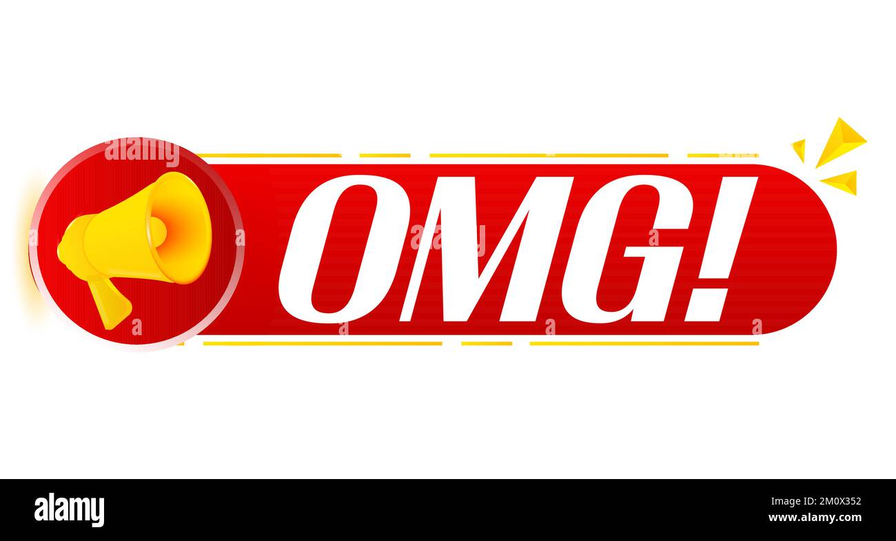 Megaphone with omg on white background. Megaphone banner. Web design ...