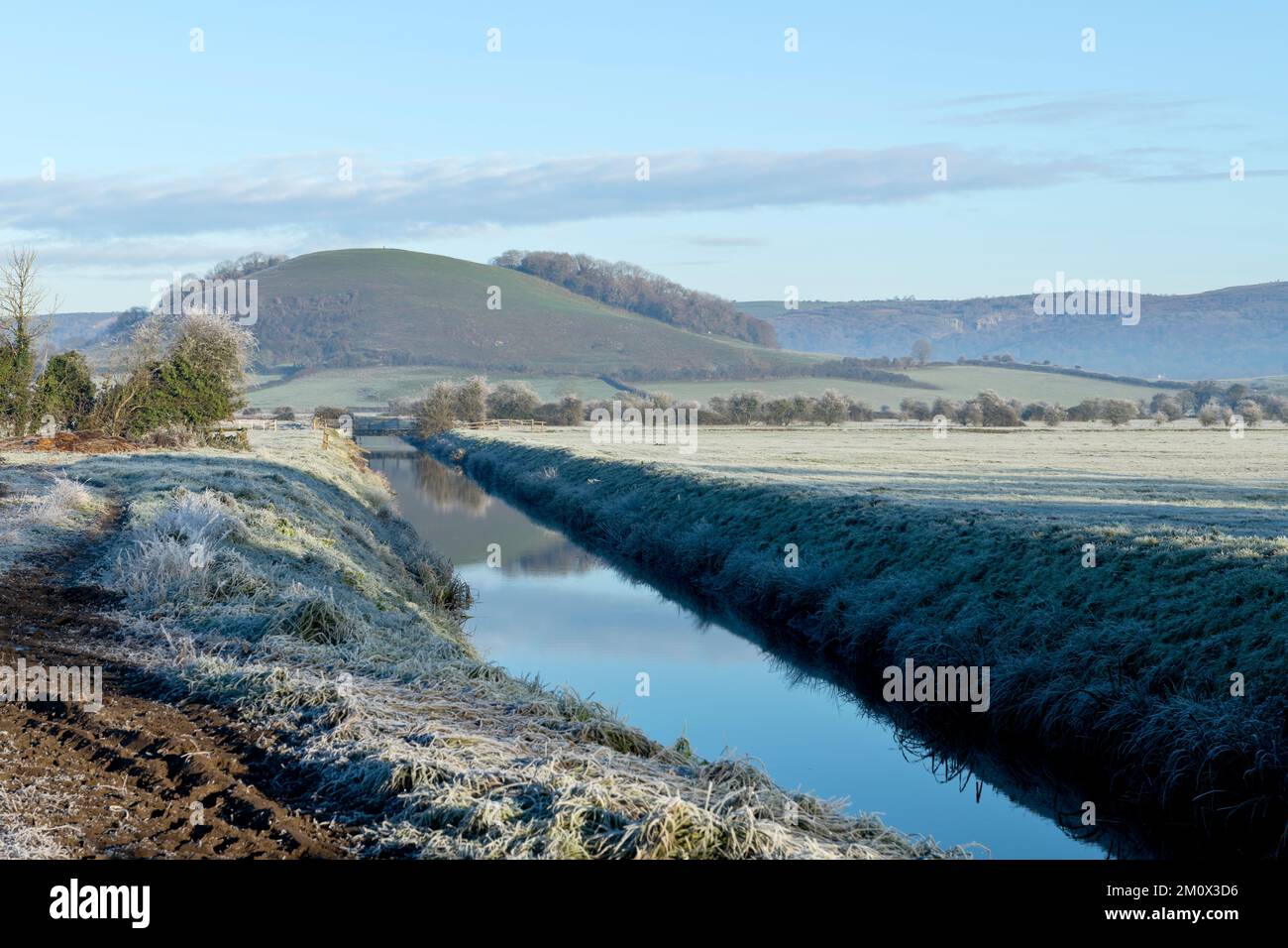 Winter landscape in the Cheddar Valley and Mendip Hills Somerset Stock ...
