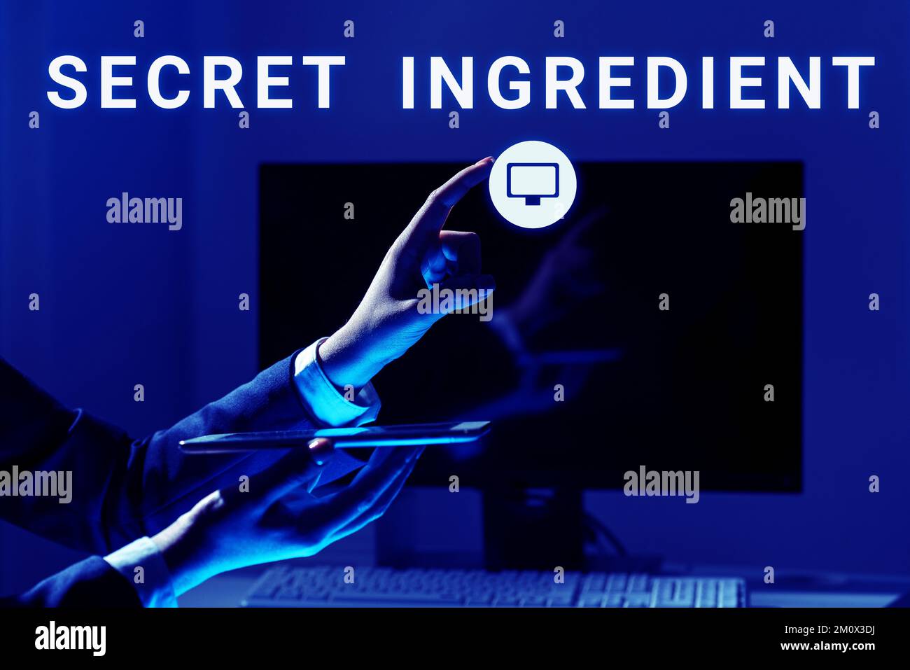 Text caption presenting Secret Ingredient. Internet Concept special ...