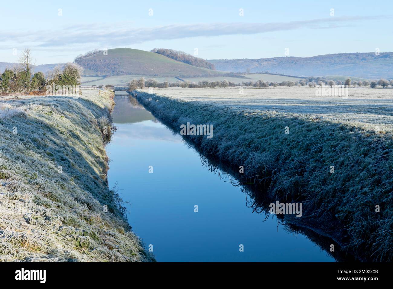 Winter landscape in the Cheddar Valley and Mendip Hills Somerset Stock ...