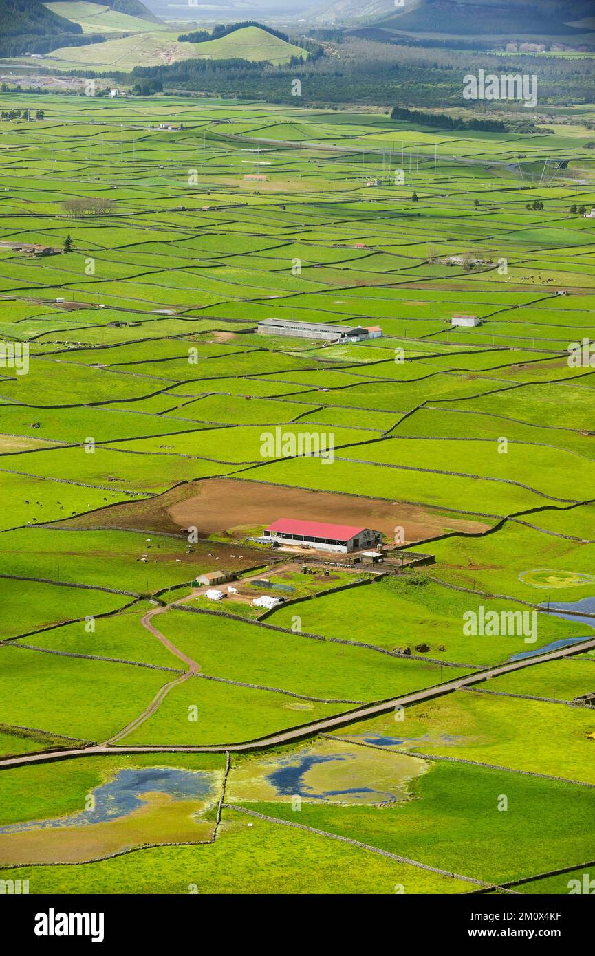 Serra do Cume Viewpoint overlooking the ?patchwork?, green pastures ...