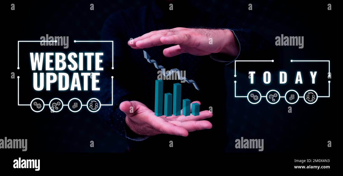 Conceptual caption Website Update. Business idea keeping the webpage and content up to date and ...