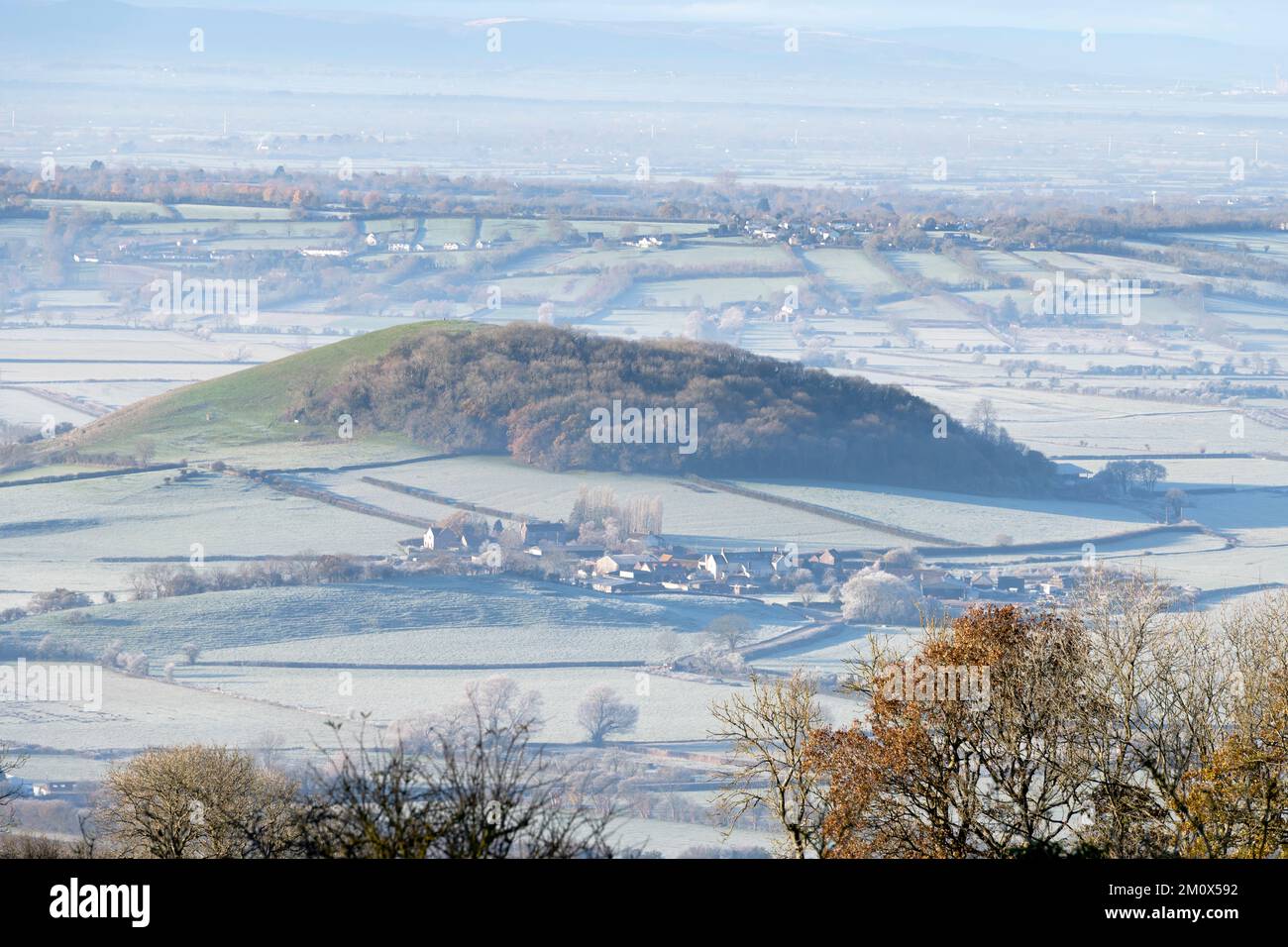Winter view over the Cheddar Valley from Draycott Sleights, Mendip ...