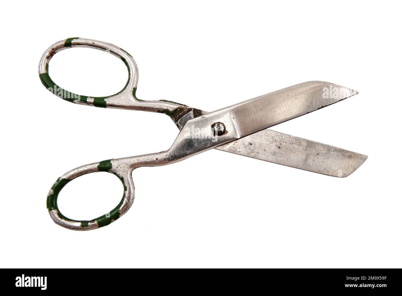 Old retro tailor's scissors on a white background. Scissors for the ...