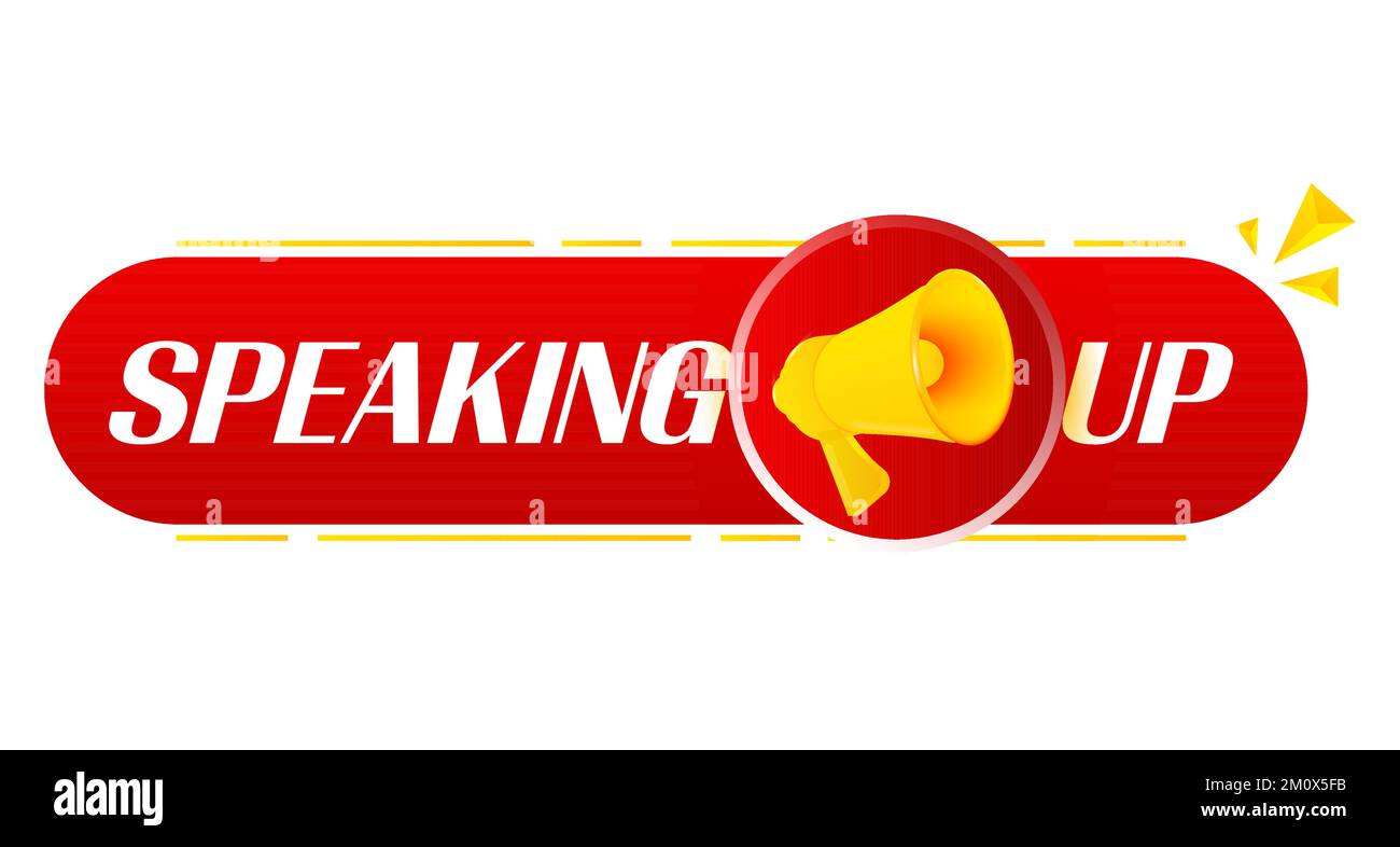 Megaphone with speak up on white background. Megaphone banner. Web ...